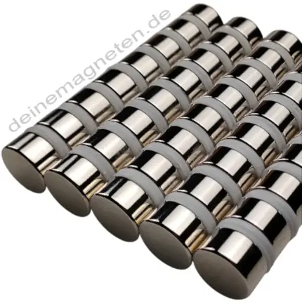 Neodym Magnet 5x5mm Stab, N45, Rund, Vernickelt, max °80 - DeineMagneten.de