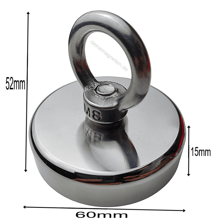 Neodym Ösenmagnet Ø60mm x 15mm Bergemagnet/Angelmagnet, Topfmagnet M8 ...