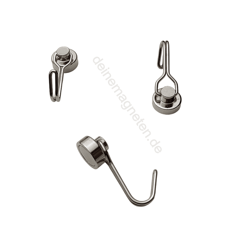 Magnetischer Haken 16mm (silber) – drehbar 180°, Neodym im Topf (10 ...