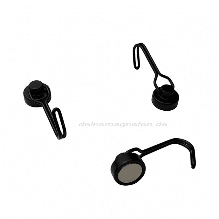 Magnetischer Haken 16mm (schwarz) – drehbar 180°, Neodym im Topf (10 ...